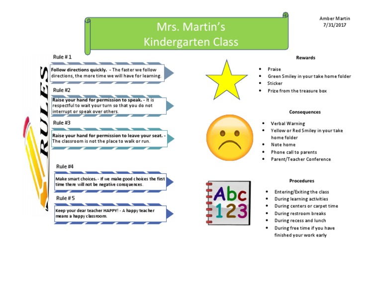 Classroom Rules and Procedures Guide | PDF | Learning | Behavior ...