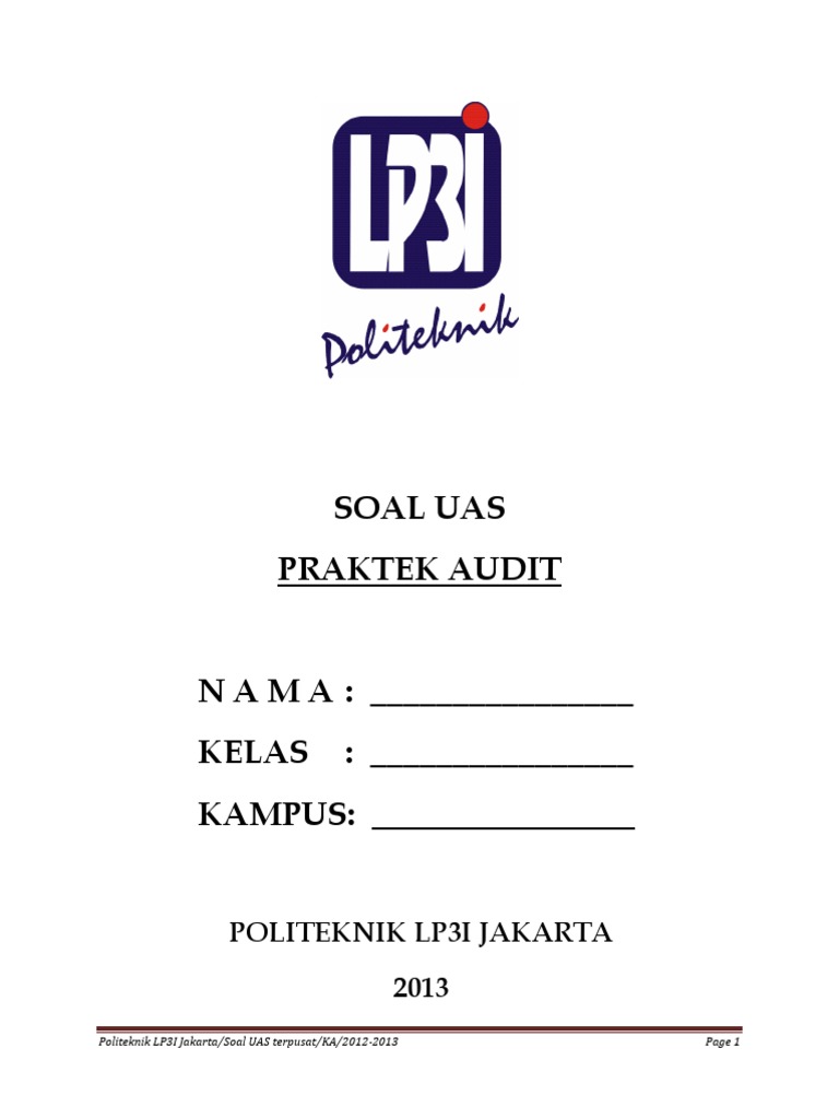 Soal Audit Practice 2013 | PDF