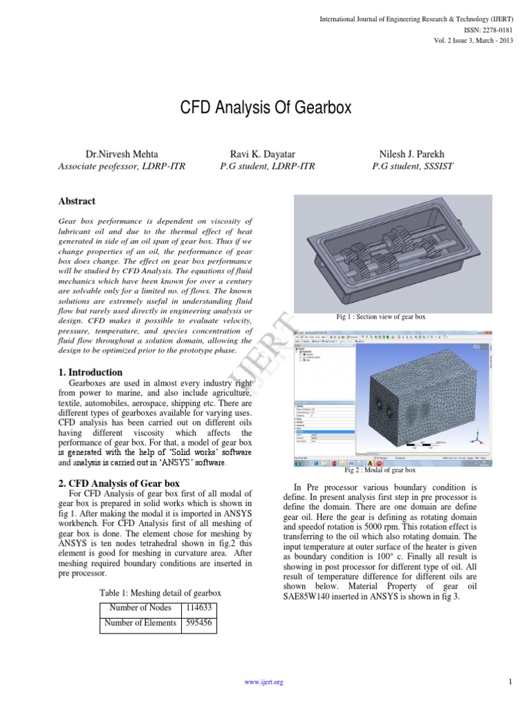 CFD Analysis of Gearbox | PDF | Computational Fluid Dynamics | Transmission (Mechanics)