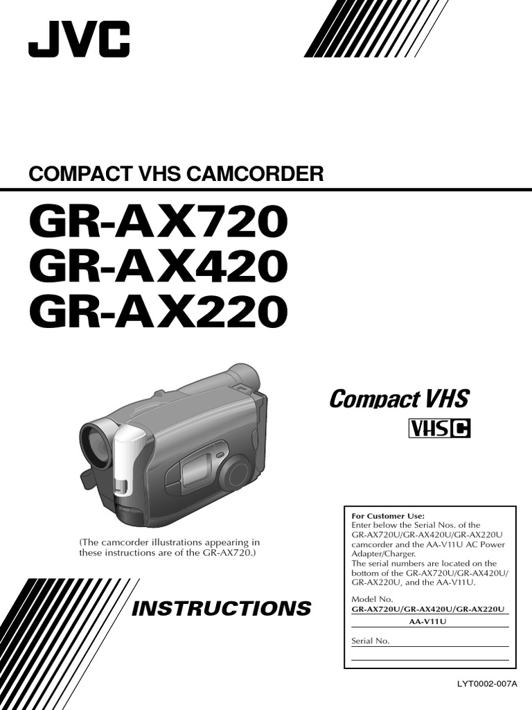 JVC GR Ax220 Users Manual PDF | PDF | Ac Power Plugs And Sockets | Battery Charger