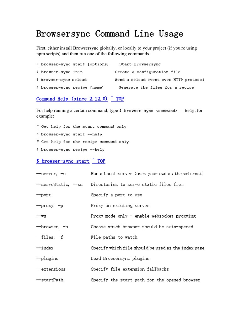 Browsersync Command Line Usage 2 | PDF | Hypertext Transfer Protocol | Proxy Server