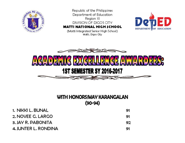 Academic Excellence Awardee | PDF