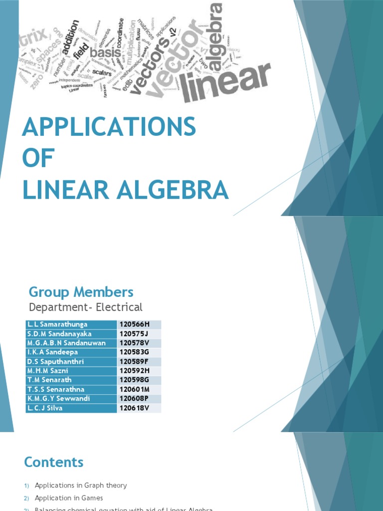 Applications of Linear Algebra | PDF | Eigenvalues And Eigenvectors | 2 ...