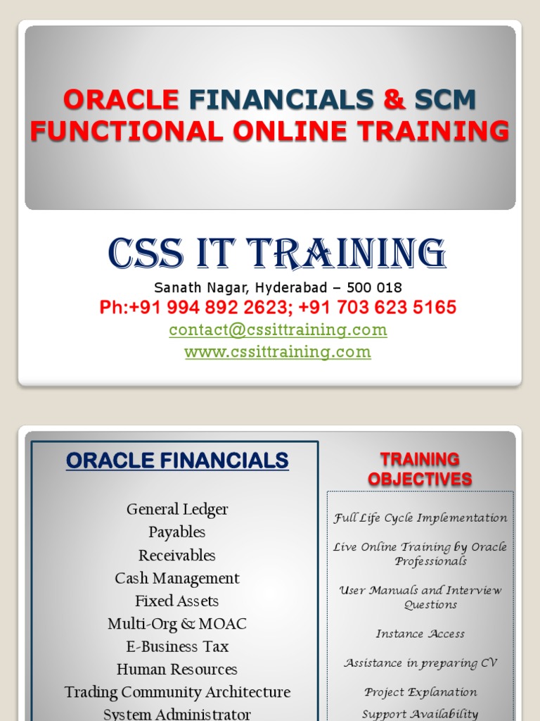 Oracle Financials & SCM Functional Training in Hyderabad | PDF