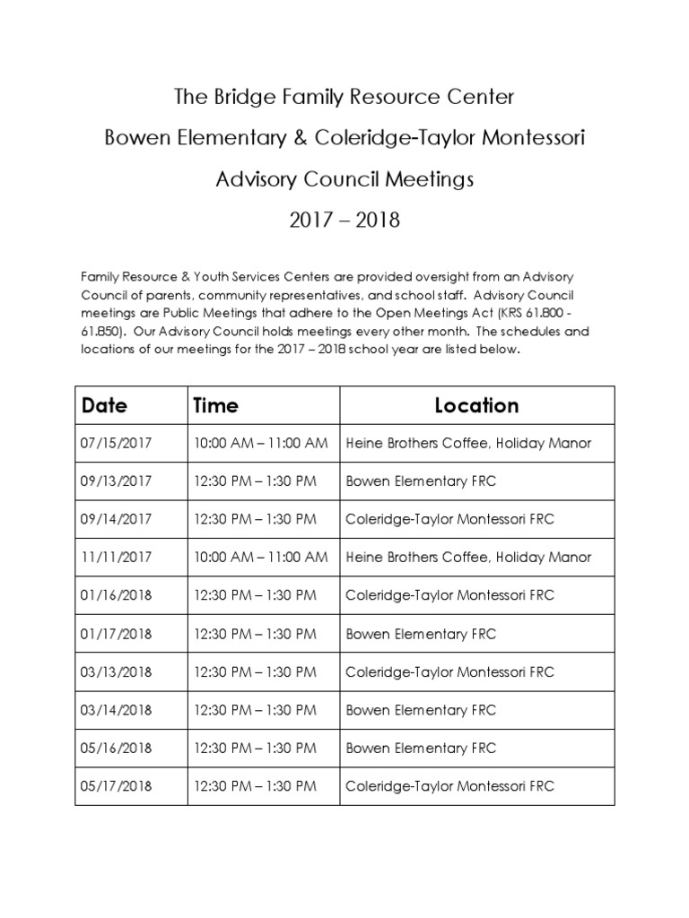 Ac Meetings Posting 17-18 | PDF