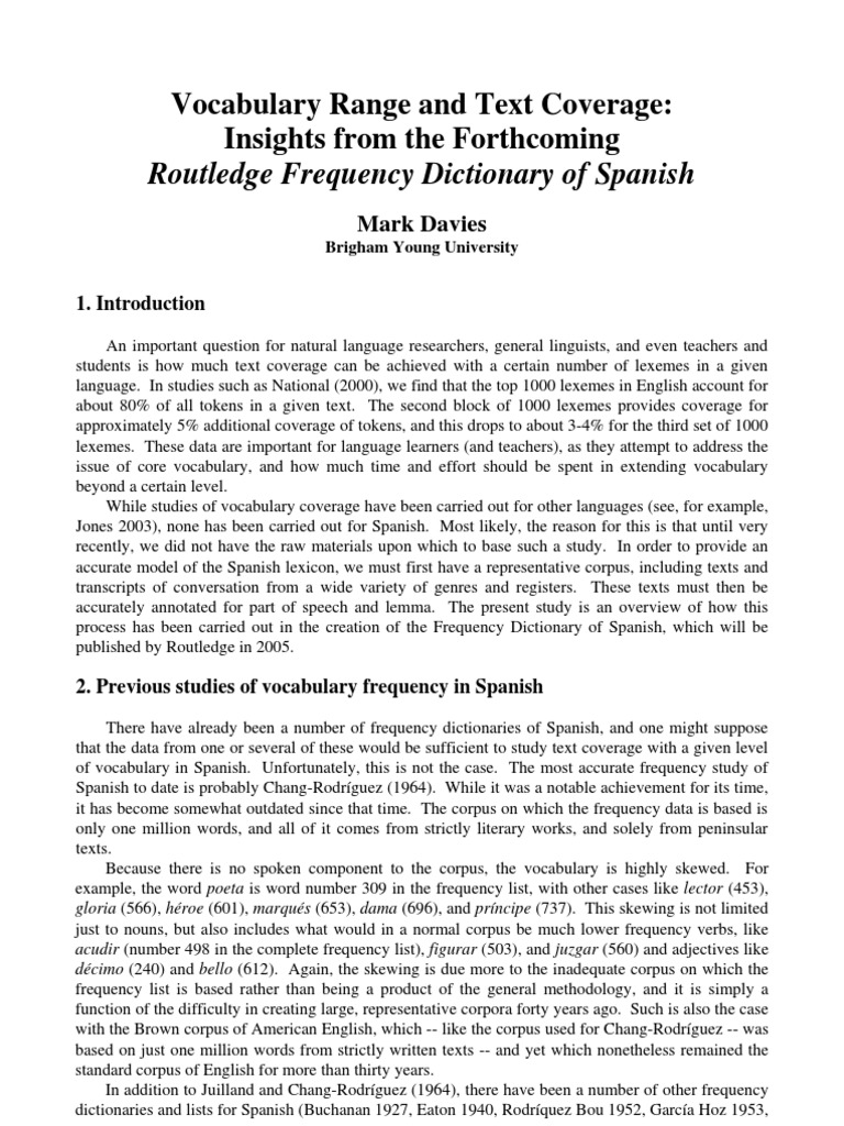 Spanish Word Frequency Study | PDF | Lexicology | Semantic Units