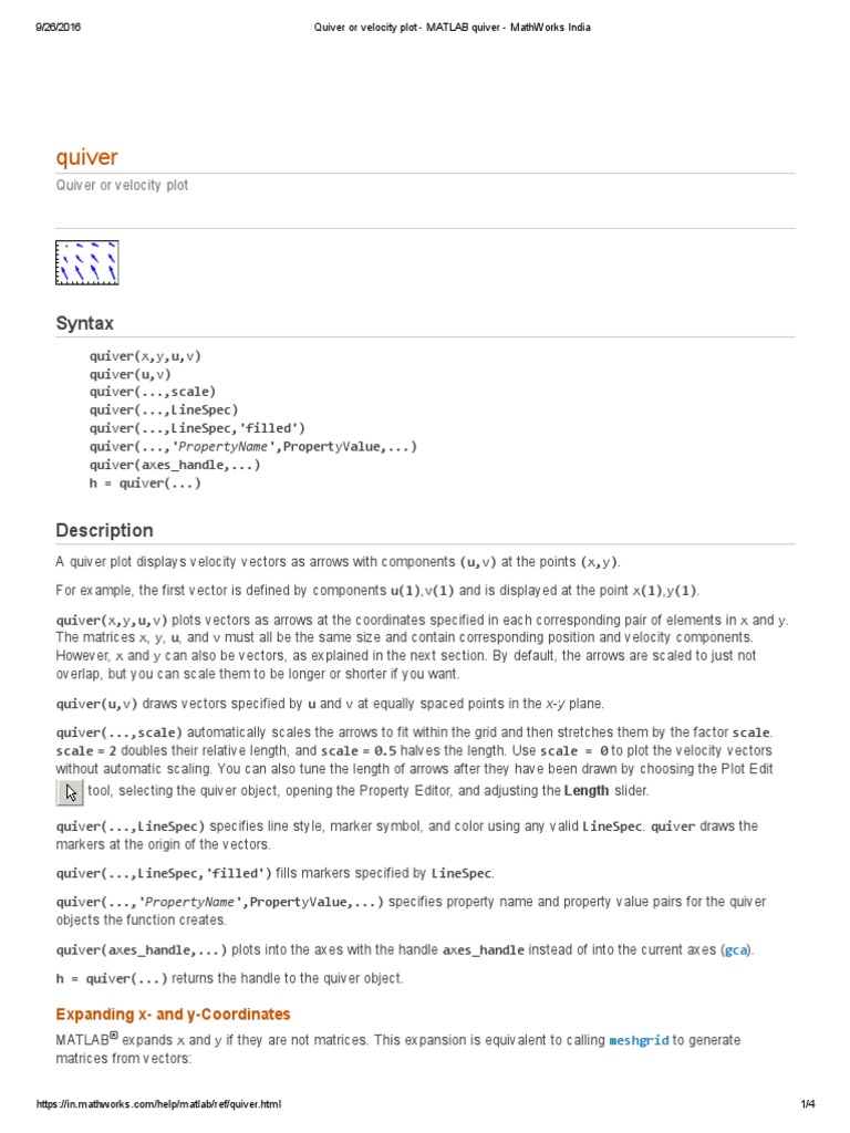 Quiver or Velocity Plot - MATLAB Quiver | Download Free PDF | Euclidean ... Quiver or Velocity Plot - MATLAB Quiver | Download Free PDF | Euclidean ...