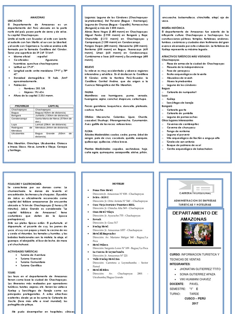 TRIPTICO Amazonas | PDF | Ocio