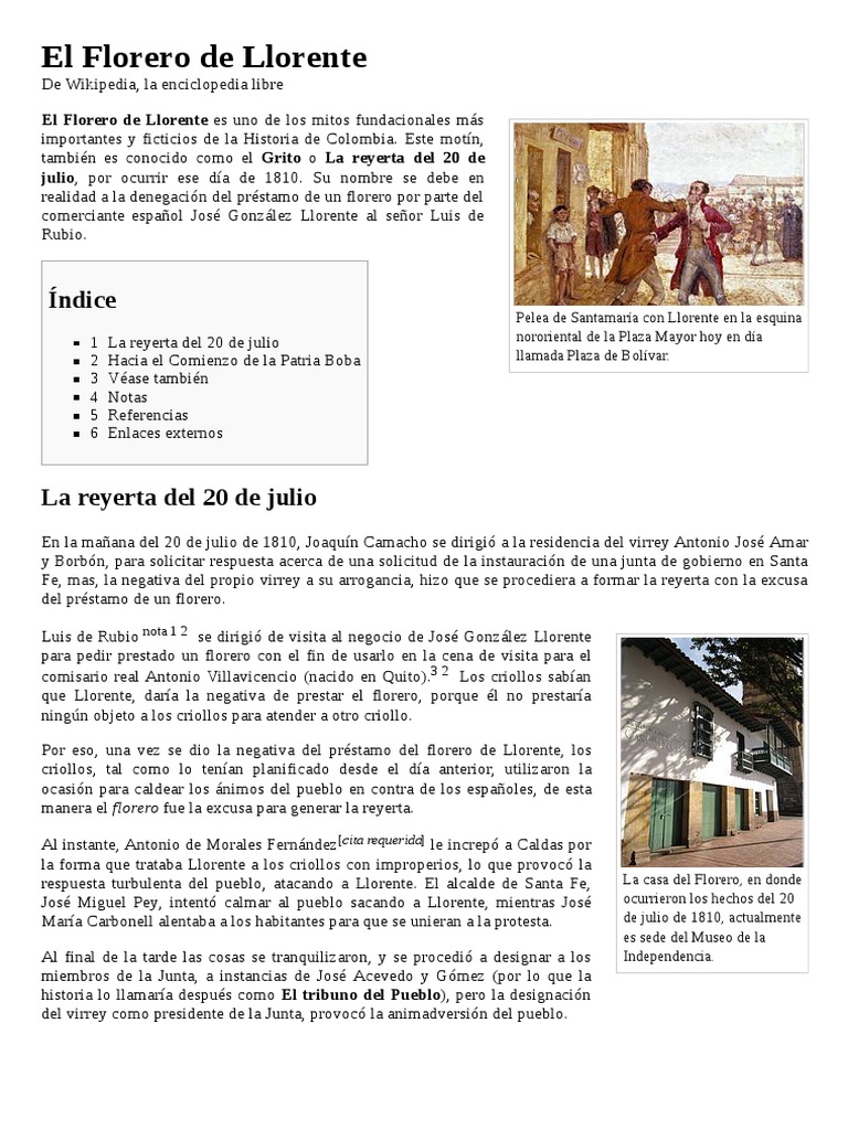 Historia del Florero de Llorente | PDF | América del Sur | Colombia