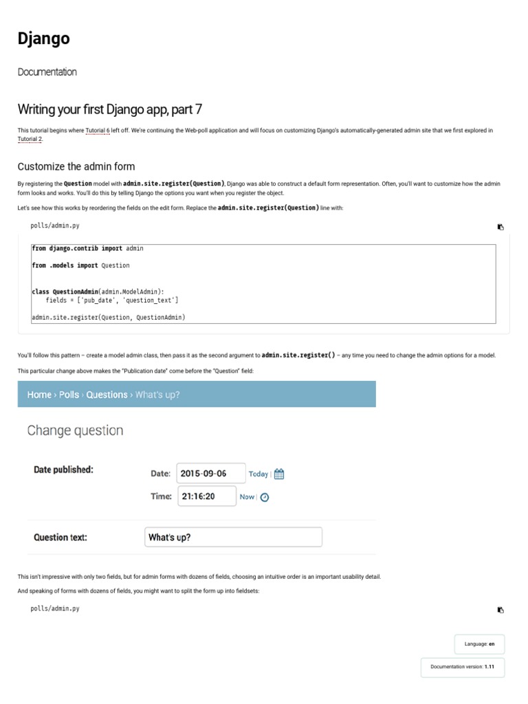 Writing Your First Django App Part 7 Django Documentation Django Pdf Computing