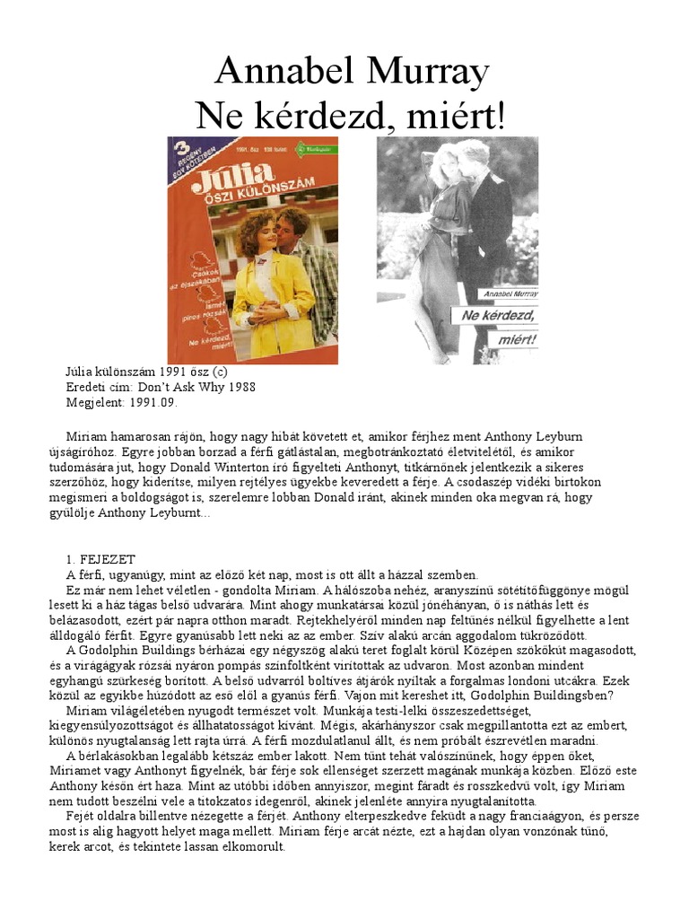 Annabel Murray-Ne Kérdezd Miért | PDF