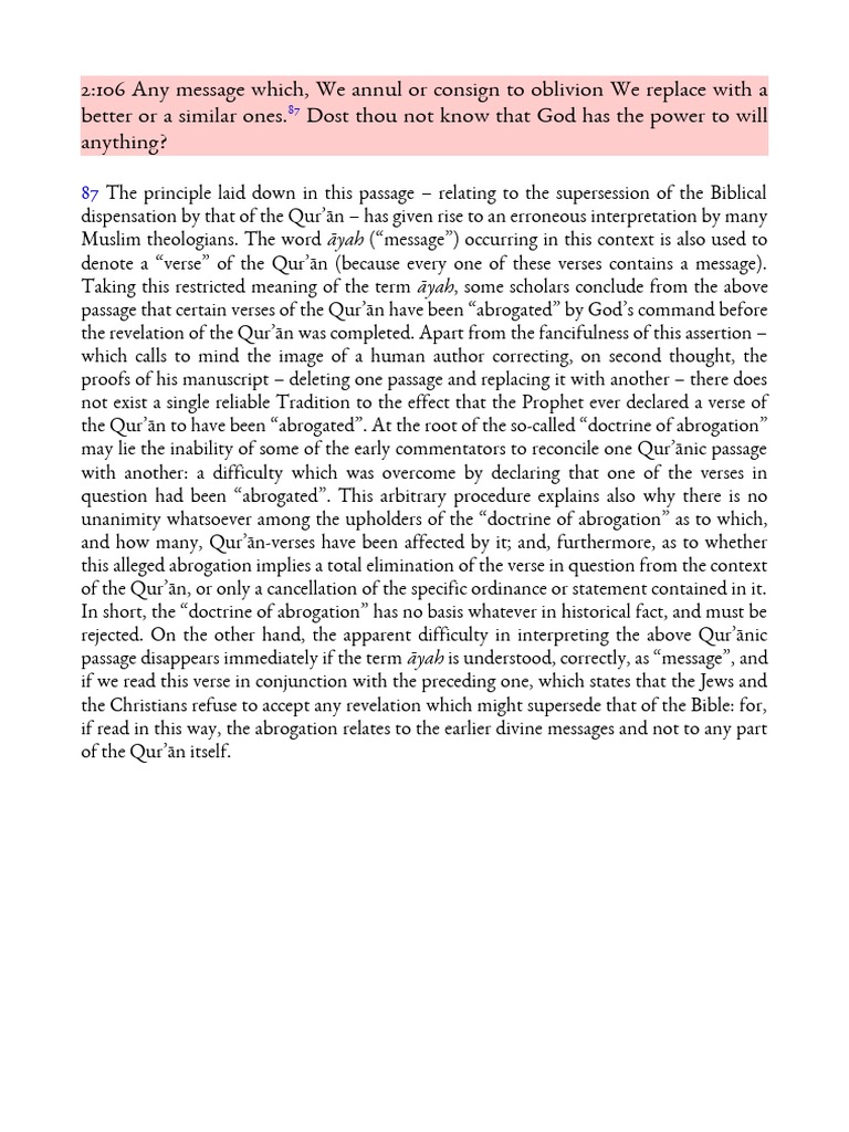 Muhammad Asad On The Baseless Concept of Abrogation' (Naskh) | PDF | Quran | Islam
