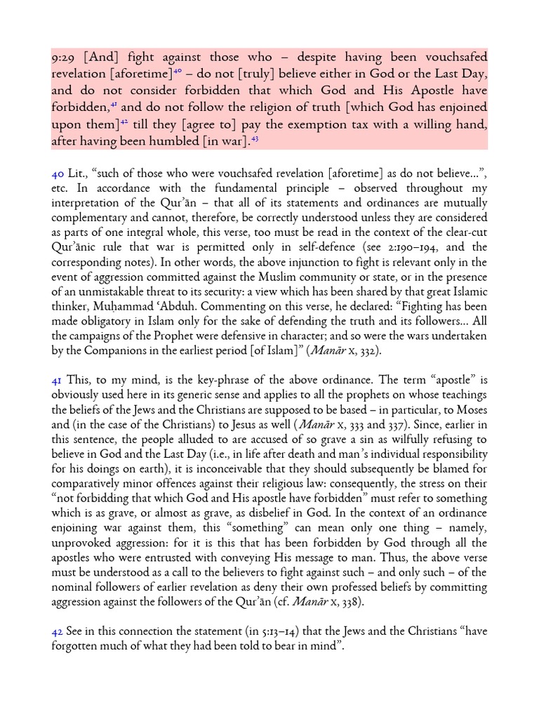 Muhammad Asad On Jihad Verses in The Qur'an | PDF | Jihad | Quran