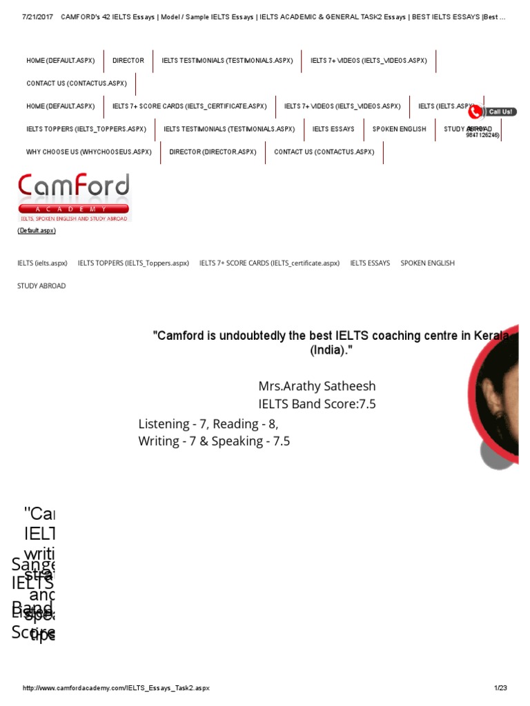Camford's 42 Ielts Essays - Model - Sample Ielts Essays - Ielts ...