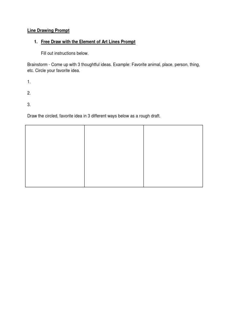 Line Drawing Prompt 1. Free Draw With The Element of Art Lines Prompt | PDF