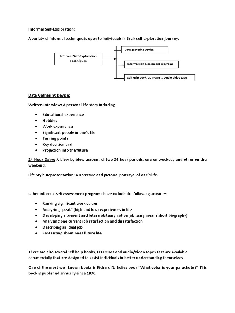 Informal Self Exploration | PDF
