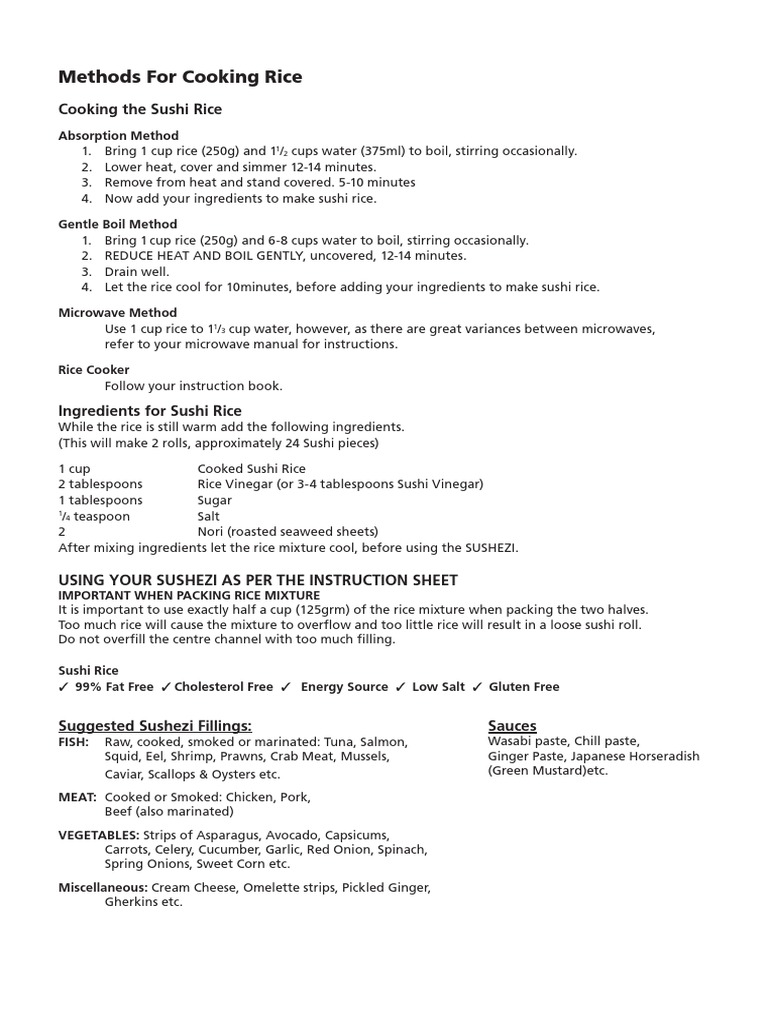 Sushezi Instructions | PDF | Sushi | Cuisine
