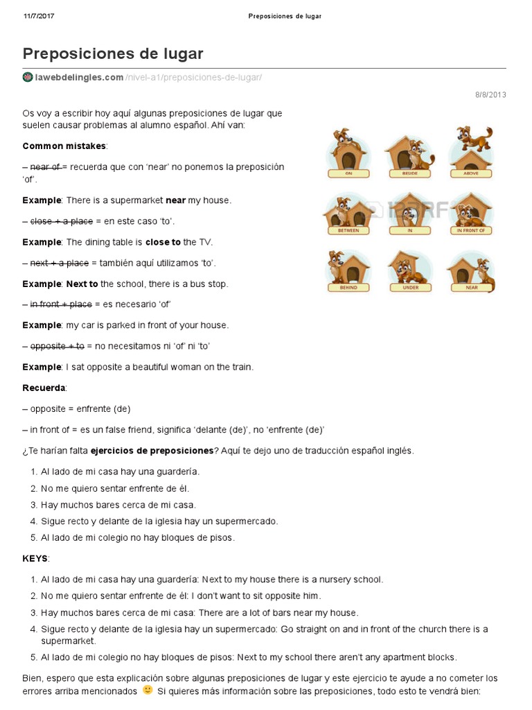 Preposiciones de Lugar | PDF | Ocio | Entretenimiento (general)