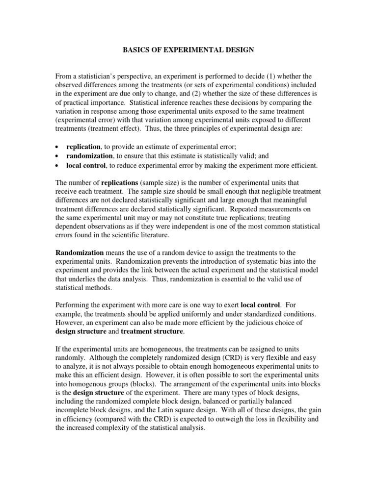 Principles of Experimental Design | PDF | Experiment | Design Of ...
