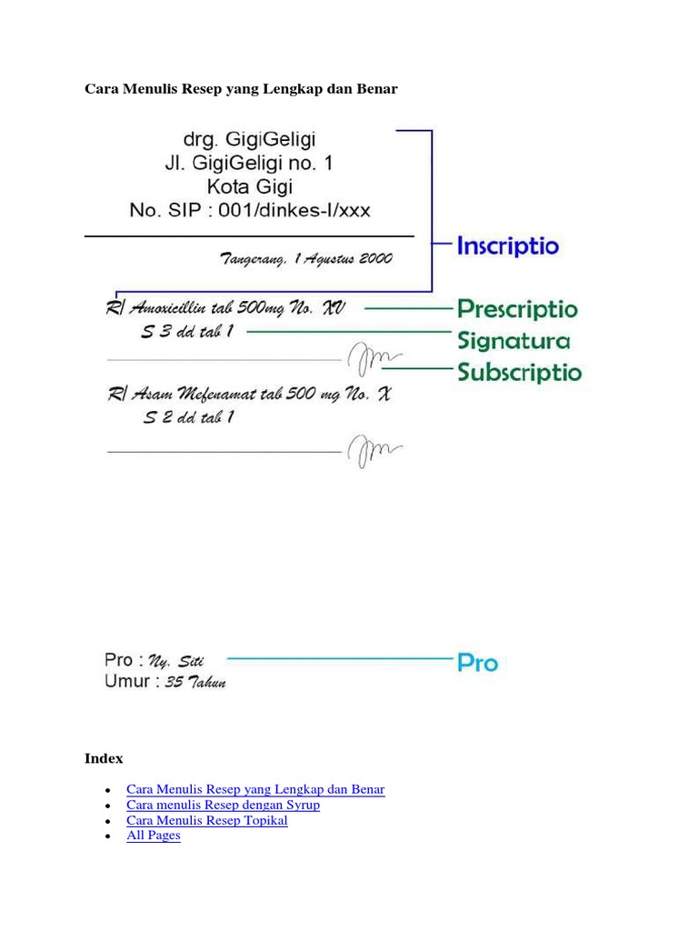 Cara Menulis Resep Yang Lengkap Dan Benar | PDF