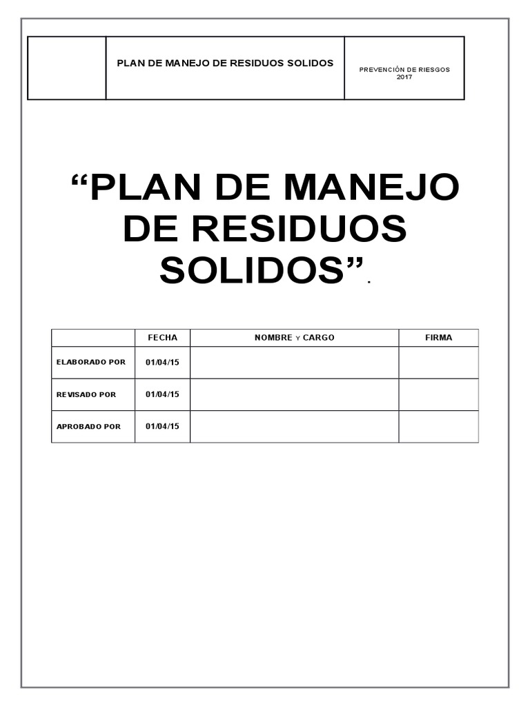 Plan de Manejo de Residuos | PDF | Reciclaje | Residuos