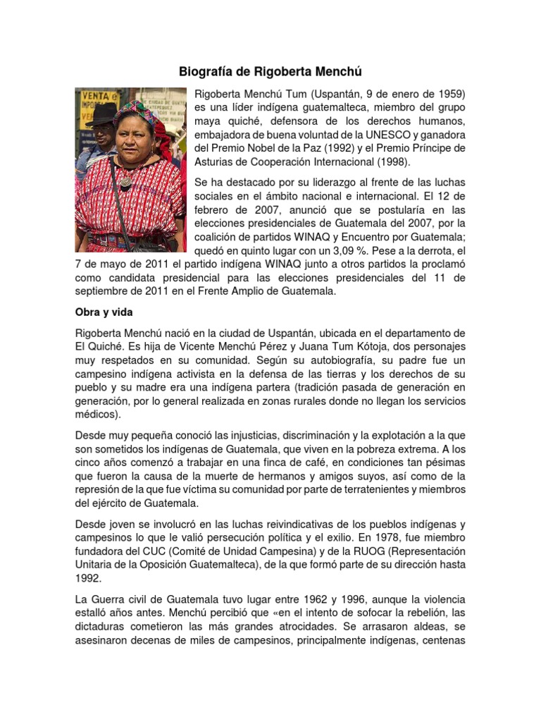 Biografía de Rigoberta Menchú | Política | Política (General)