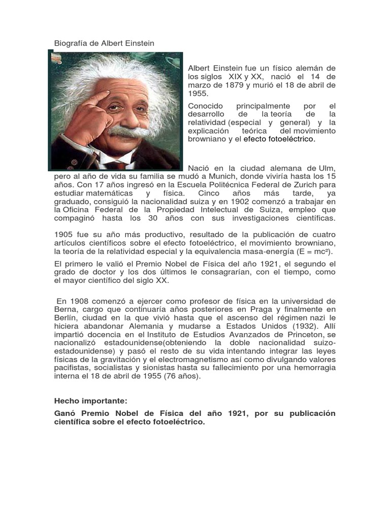 Biografía de Albert Einstein | PDF | Arte | Clásicos