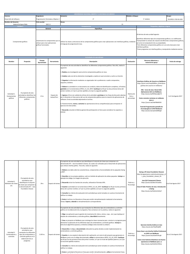 Planeación POO2 U2 | PDF | Frijoles Netos | Aplicaciones y software