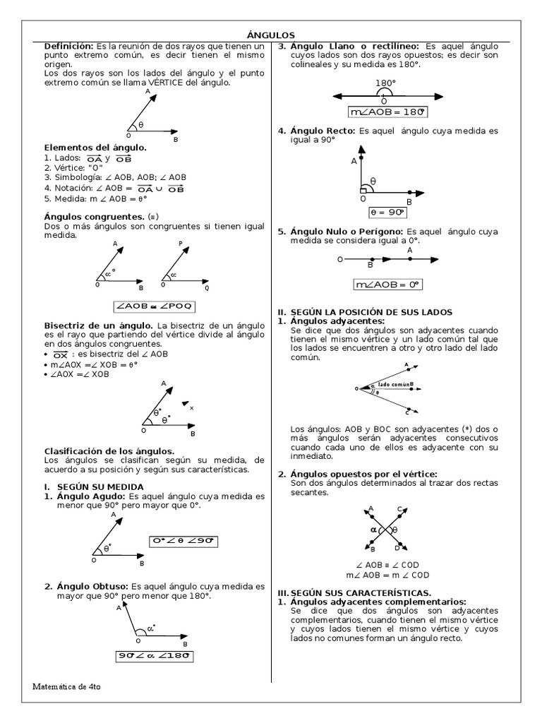 Definiciones y clasificaciones de los ángulos | PDF | Euclides ...