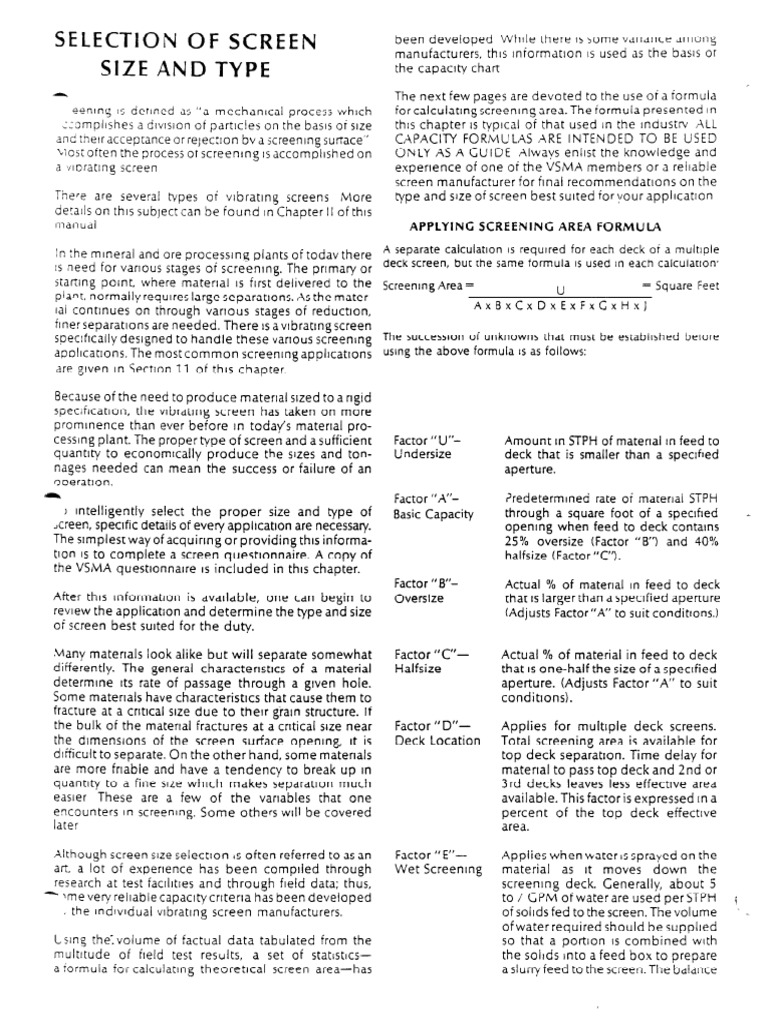 VSMA Screen Calc Method PDF | PDF