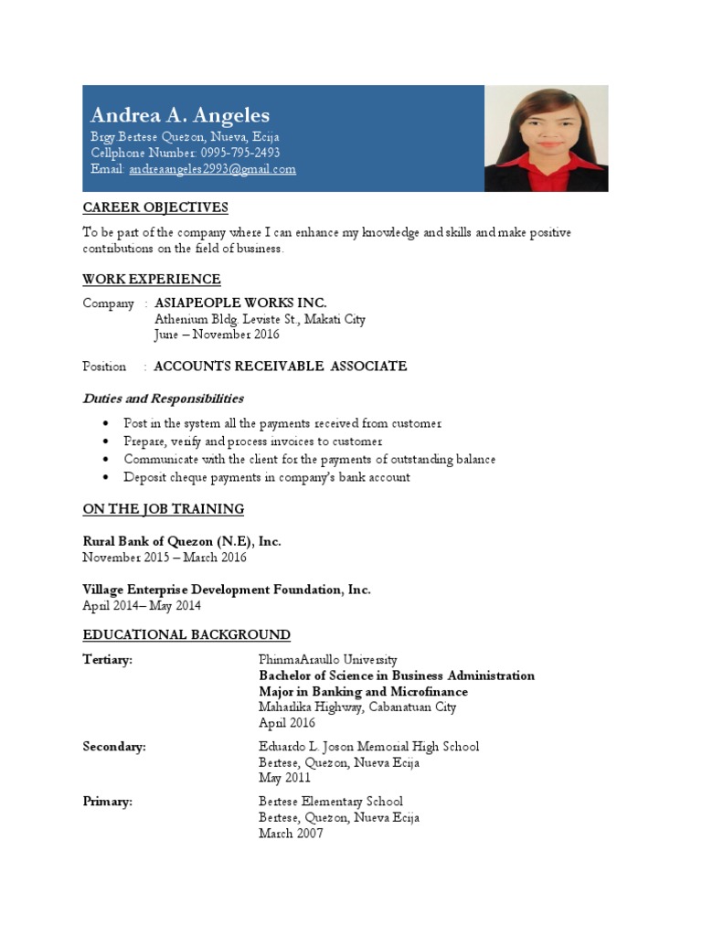 Andrea Angeles - Resume | PDF | Business