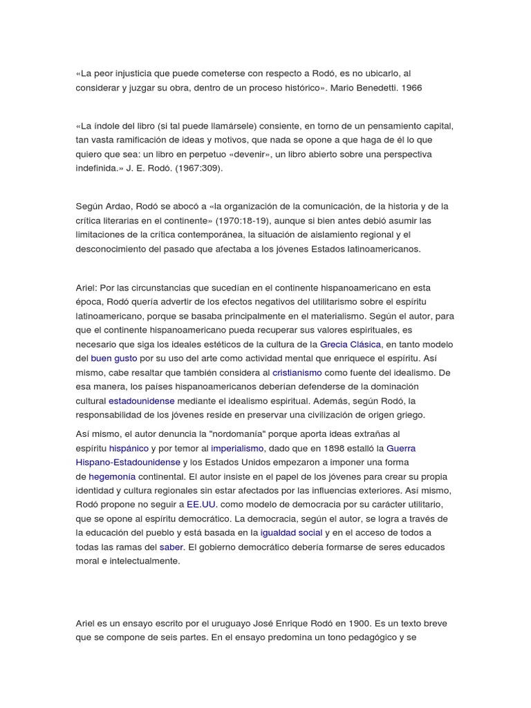 Ariel y Rodó | PDF | Science | Ciencia filosófica
