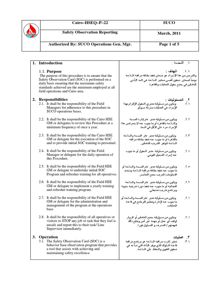Cairo-HSEQ-P-22 Suco Safety Observation Reporting March, 2011 ...