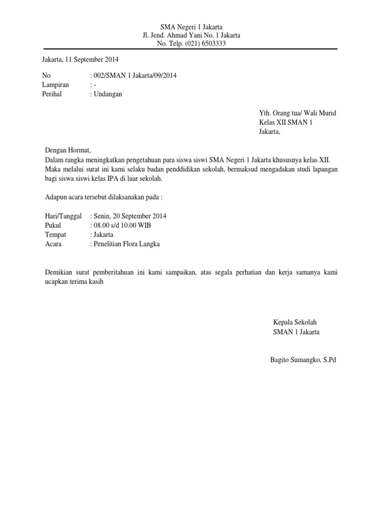 Contoh Format Surat Resmi | PDF