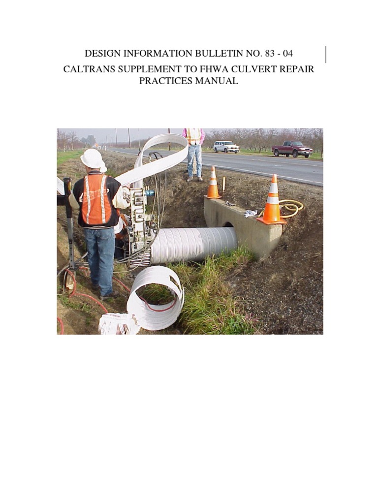 dib83-04 Caltrans CMP Culvert Repair Practices Manual.pdf | Concrete ...