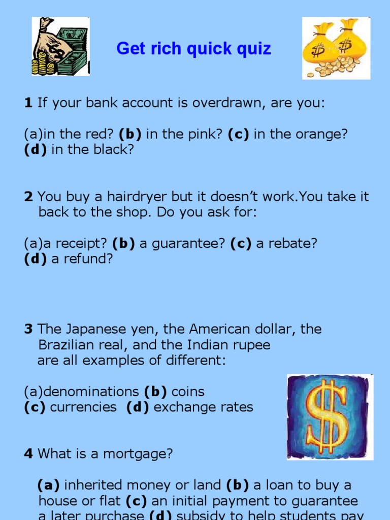 Get Rich Quiz | PDF | Money | Payments