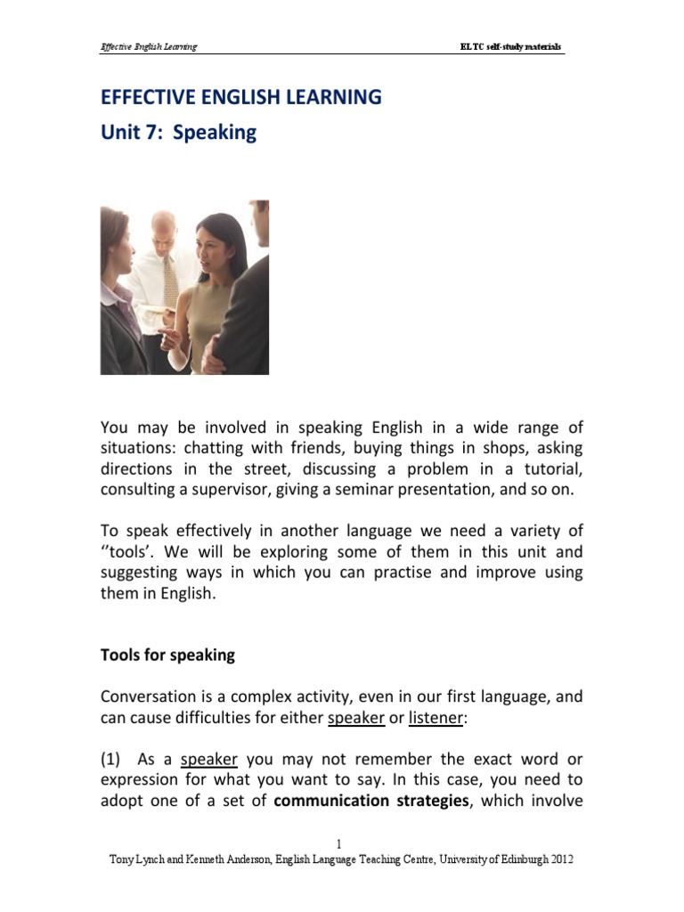 Effective English Learning-Speaking | PDF | Language Education ...