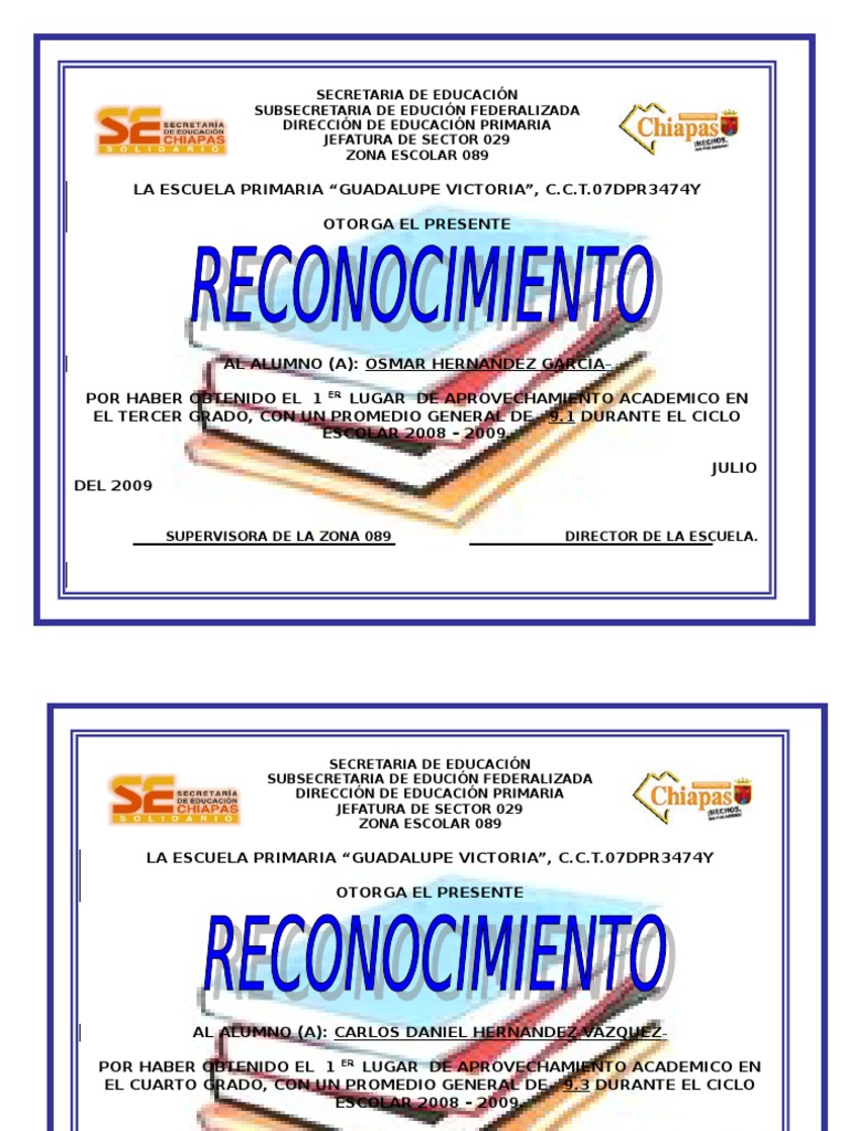 Reconocimientos Académicos 2009 | PDF