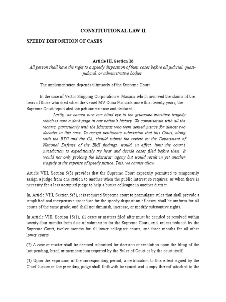 Speedy Disposition of Cases Law | PDF | Supreme Courts | United States ...