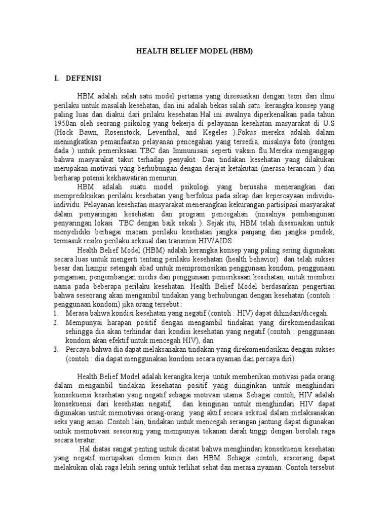 Health Belief Model (HBM) | PDF