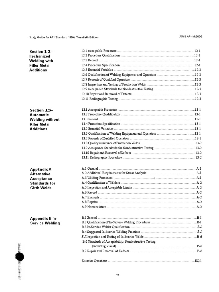 Section Llechanized Welding With Filler Metal Additions: Guide For API ...