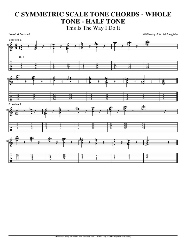 C Symmetric Scale Tone Chords - Whole Tone - Half Tone ...