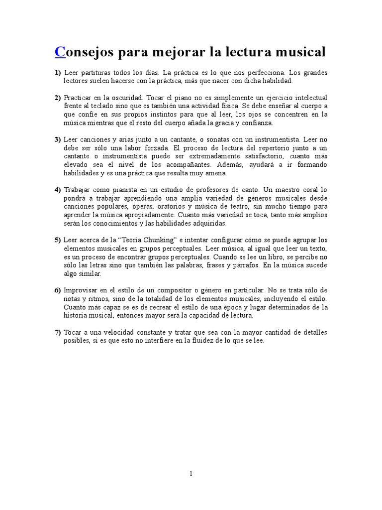 Mejora tu lectura musical eficazmente | PDF