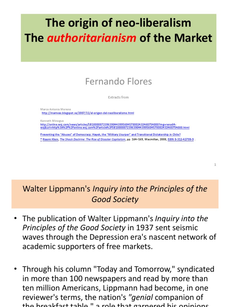 The Origin of Neo-Liberalism - The Authoritarianism of The Market | PDF ...