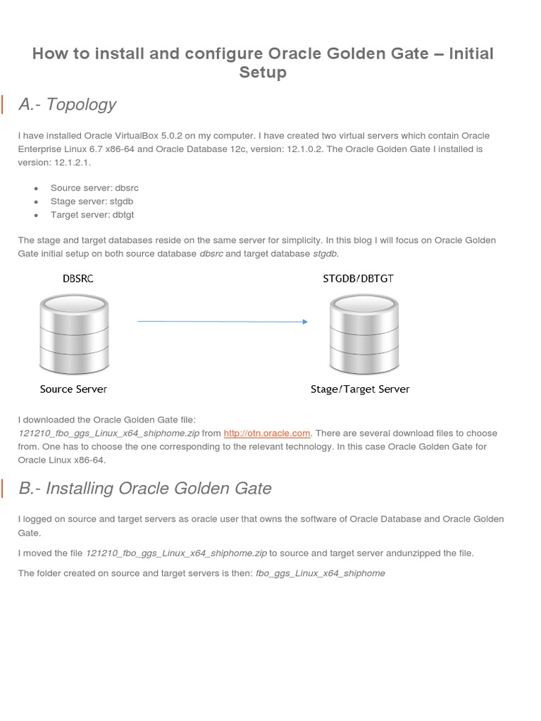 Oracle Golden Gate Setup Guide | PDF | Oracle Database | Oracle Corporation