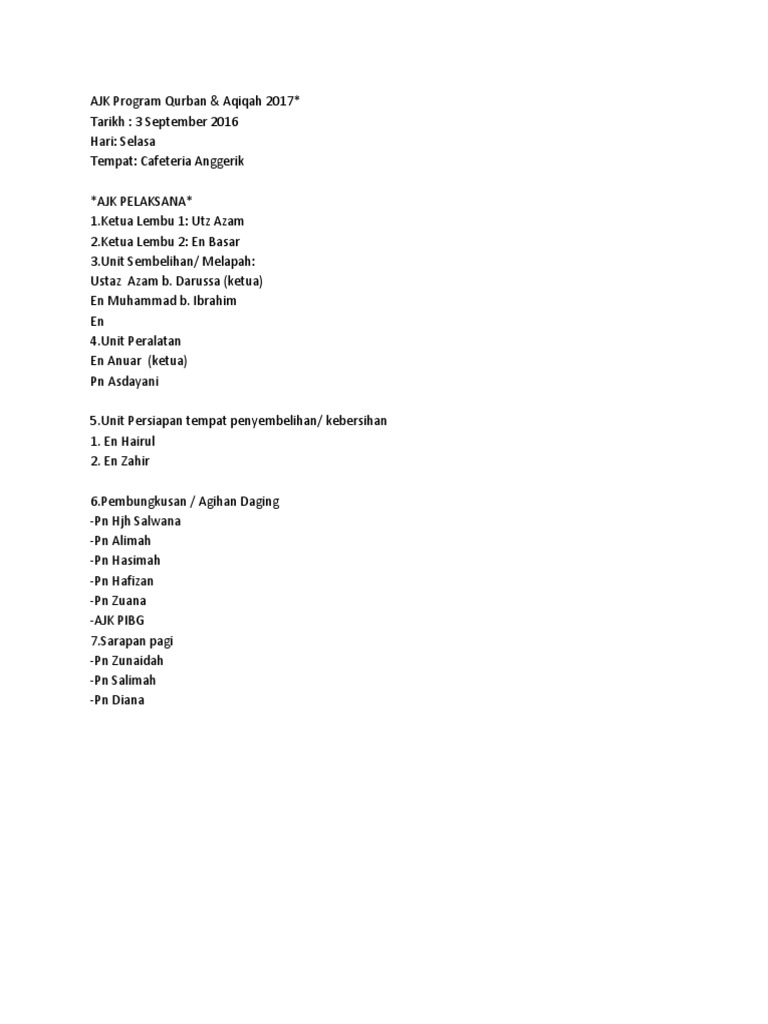 AJK Program Qurban | PDF