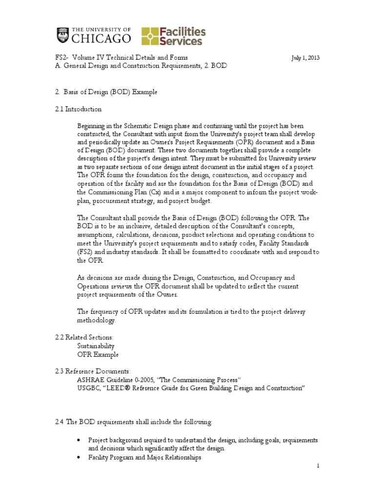Basis of Design (BOD) Example | PDF | Leadership In Energy And ...