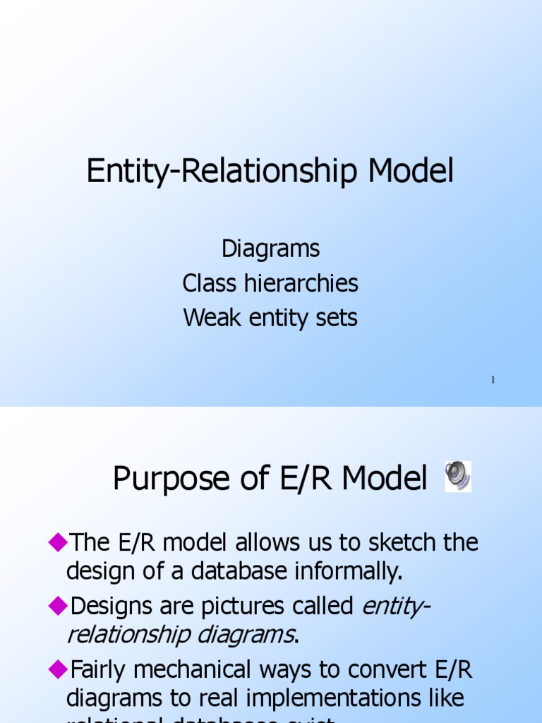 Entity Relationship Model Diagrams Class Hierarchies Weak Entity Sets Pdf Inheritance