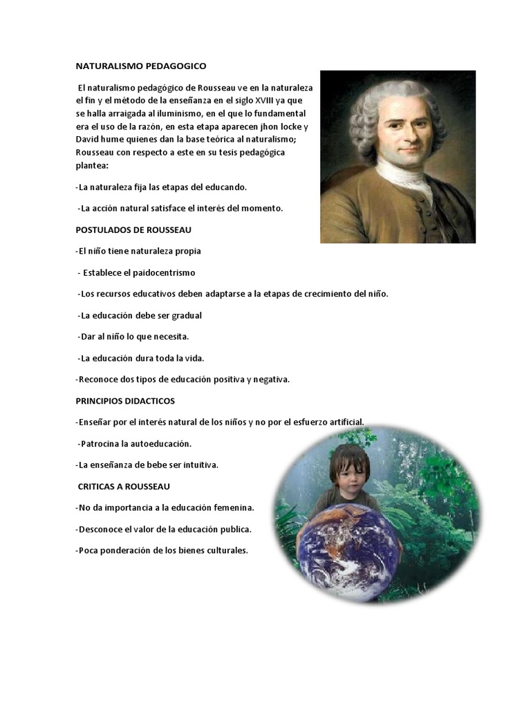 Naturalismo Pedagógico de Rousseau | PDF