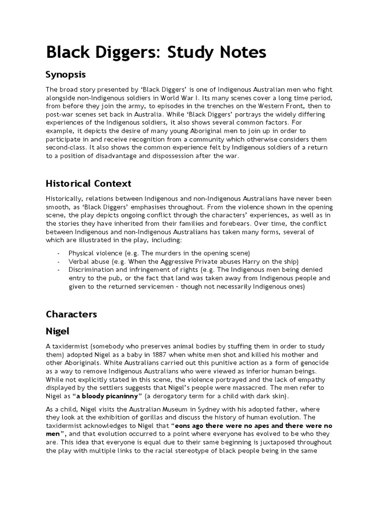 The Black Diggers Study Notes | PDF | Indigenous Australians | Prisoner ...